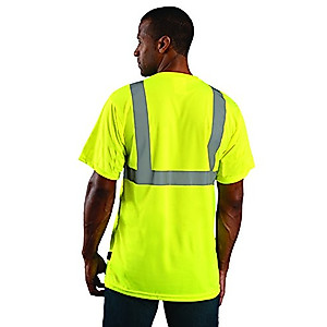 OccuNomix LUX-SSETP2B-Y2X Classic Standard Short Sleeve Wicking Birdseye T-Shirt with Pocket, Class 2, 100% ANSI Wicking Polyester Birdseye, 2X-Large, Yellow (High Visibility)