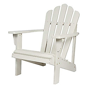Shine Company Westport Wooden Adirondack Chair, Outdoor Patio Firepit Chairs, Back & Seat Pre-Assembled, Eggshell White