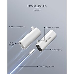 Cooopoo Battery Pack for Meta Quest 3/Quest 3S，5V3A Fast Charge Power Bank with LCD Indicator for Extended Playtime - Rechargeable Mini Lightweight Accessory with Power Indicator [2Pack]