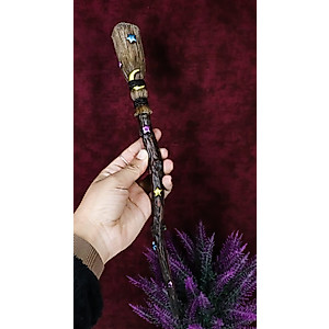 Ebros Hocus Pocus Stars and Moon Witch's Broom Magic Wand Cosplay Wands Witches Pagan Occult Decorative Magical Spells Sorcery Costume Prop Display Accessory