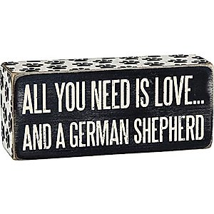 Primitives by Kathy 24978 Paw Print Trimmed Box Sign, 6" x 2.50", German Shepherd