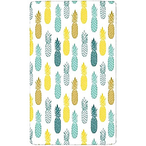 Pineapple Themed Fitted Mini Crib Sheets,Portable Mini Crib Sheets Soft and Breathable Bed Sheets-Baby Sheet for Boys Girls,24“ x38“,White and Multicolor