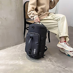 NEWSTYP Waterproof Gym Fitness Bag Outdoor Backpack Women Men Travel Backpack Shoe Sport Student Excerise Fashion Casual Backpack (Black)