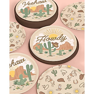 xo, Fetti Western Rodeo Paper Plates - 24 pk, 9" | Cowboy Birthday Party Decorations, Howdy Cowgirl Supplies, Yeehaw Western Baby Shower Favors, Wild West Theme Tableware
