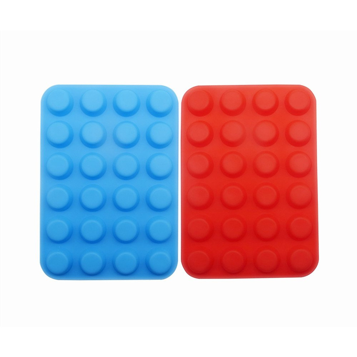 Silicone Mini Cupcake Pan Silicone Molds, 2 Pack Silicone Mini Muffin Pan with 24 Cups Muffin Tin (Red and Blue)