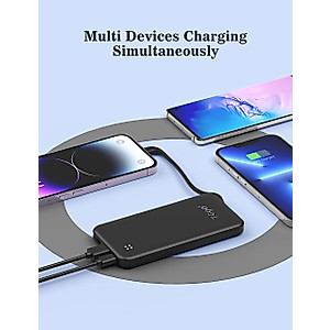 TG90° 10000mah Portable Charger with Built-in Cable, Ultra Slim Power Bank Portable Phone Battery Pack Charger Compatible with iPhone 14/14 Pro/13/13 Pro/12/12 Pro/11/11 Pro/X/XS/SE and More