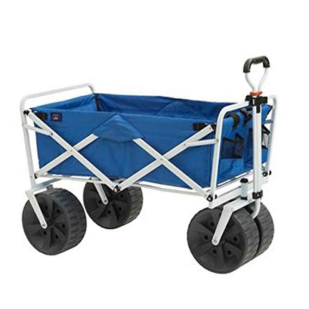 Mac Sports Heavy Duty Steel Frame Collapsible Folding 150 Pound Capacity Outdoor Beach Garden Utility Wagon Cart with 4 All Terrain Wheels, Blue/Black
