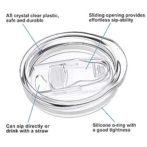 12oz Wine Tumbler Lid, 2 Pack Tumbler Replacement Lids, Inner Diameter 2.9 Inch, Spill Proof Tumbler Covers for 12oz Stainless Steel Travel Coffee Mug and Cup Accessories, White