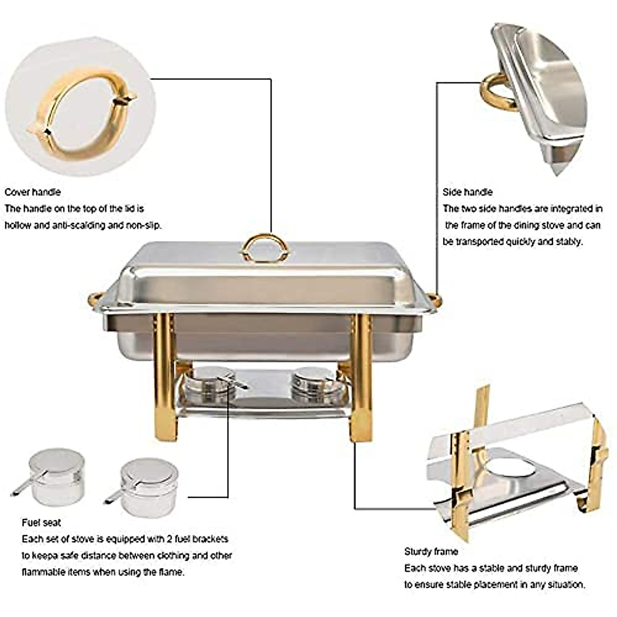 Food Warmer Chafing Dish Buffet Set Dishes Stainless Steel and Buffet Warmer Sets with Warmer and Lid for Parties Buffets