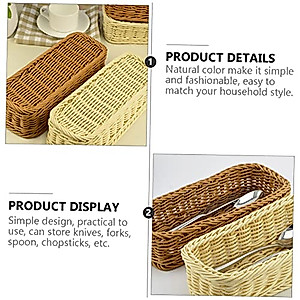 BESTonZON 2pcs Restaurant Vegetables Farmhouse Knitting Bread Caddy Kitchen Cutlery Imitation Forks Baskets Table Rectangular Keys Cabinet Holders Cm Bin Pantry Wallet Handmade Xxcm Cell