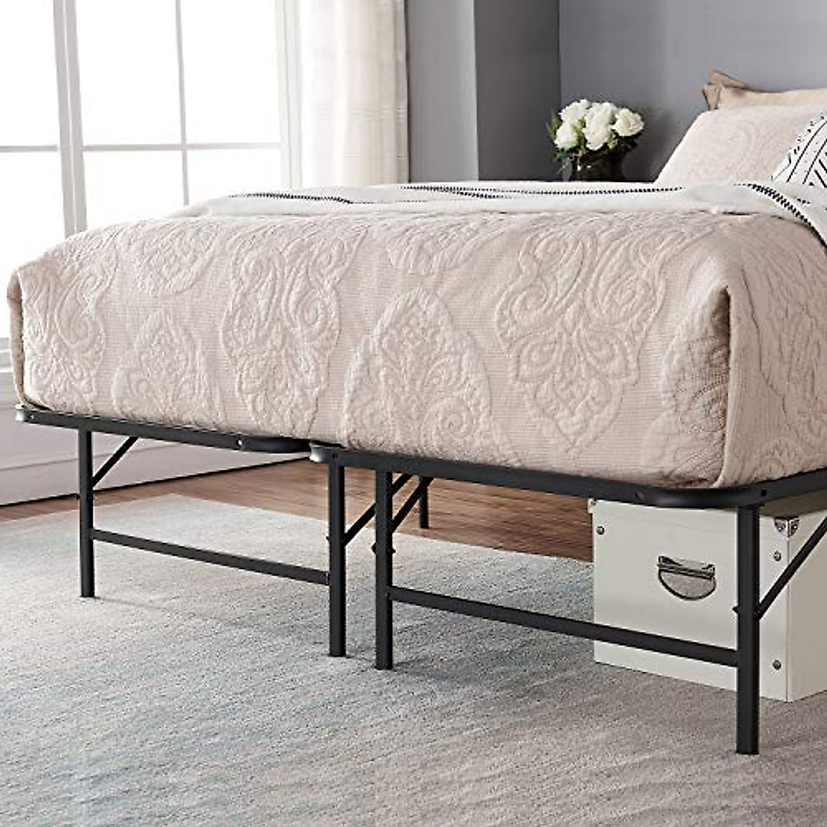 VECELO 14 Inch Metal Bed Frame, Tool Assembly/Quiet Noise Free/Box Spring Replacement Black (King), Foldable Platform