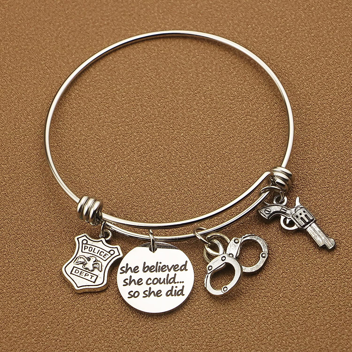 ARETIS Police To Be Gift She Believed She Could Police Woman Bracelet Police Officer Mom Gift Police Academy Graduation Gift Police Dept Bracelet (She believed JC-BR)
