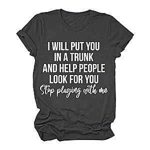 Cheifay Tank Tops Women 3XL Tall Funny Saying Shirts for Women Crew Neck Short Sleeve Tops Letter Print Going Out Tees Casual Workout Tshirt Tank Tops Women Workout