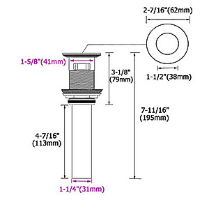 Bathroom Sink Drain Gold, Angle Simple Brass Pop Up Drain, Vanity Sink Stopper Drain Assembly, with Overflow