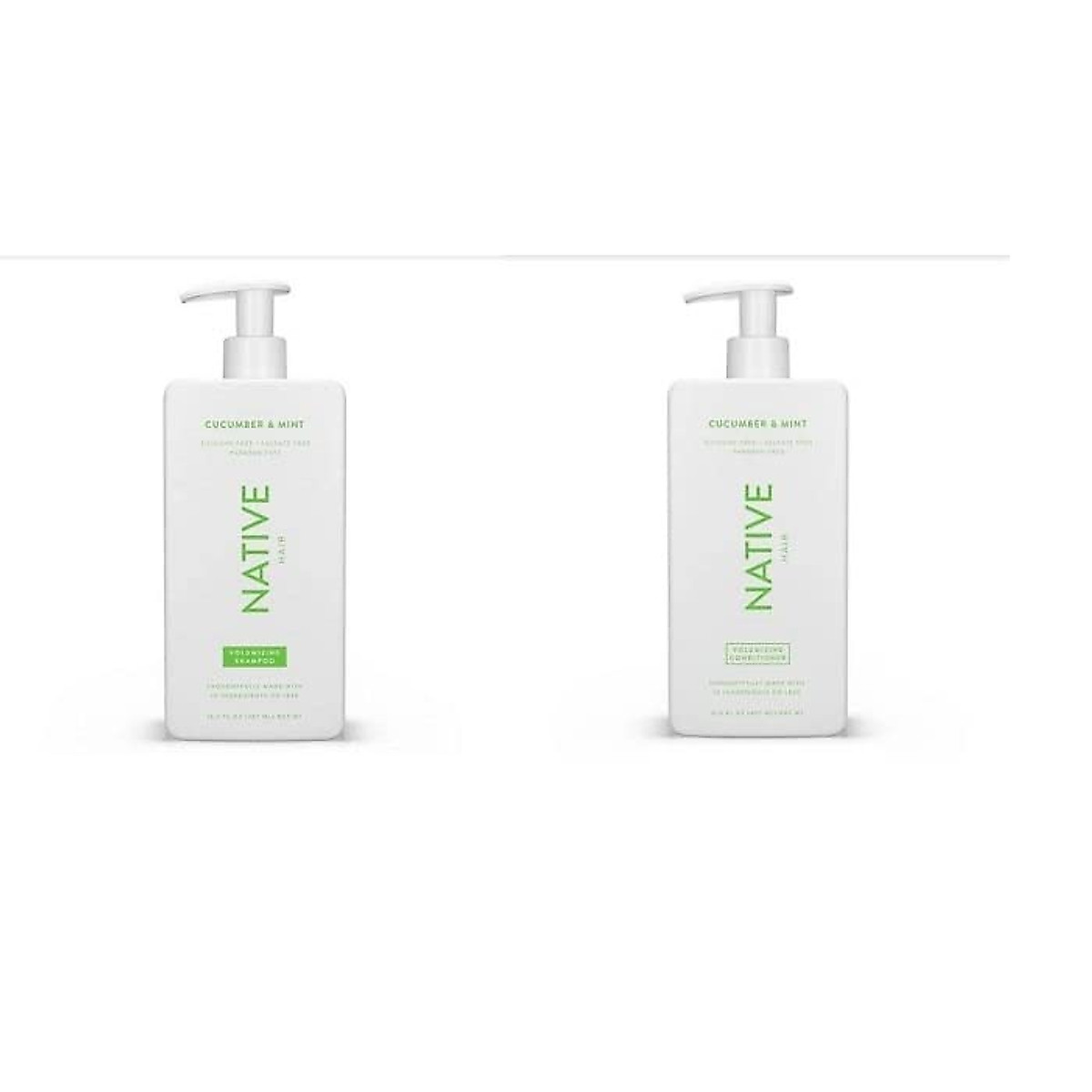 Native Vegan Cucumber & Mint Natural Volume Shampoo & Conditioner Set, Clean, Sulfate, Paraben and Silicone Free - 16.5 fl oz Each, 2, 33.0 Ounce