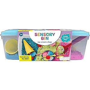 Creativity for Kids Sensory Bin: Ice Cream Shop Playset - Toddler Learning Toys for Kids Ages 3-4+, Kids Pretend Play Ice Cream Set, Kids Gifts for Girls and Boys, Medium