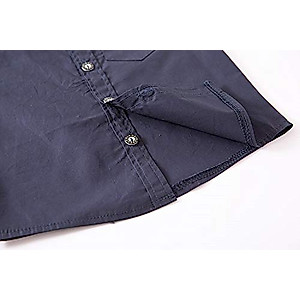 stylesilove Toddler Little Boy Long Sleeve Cotton Button Down Shirt for Casual, Formal Event and Special Occasions (Navy Blue, 2T)