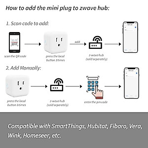 Minoston Z-Wave Outlet Mini Plug-in Socket, Z-Wave Hub Required, 800 Series Zwave Plug Built-in Repeater/Range Extender, Work with SmartThings, Wink, Alexa, Google Assistant, FCC Listed (MP21Z)