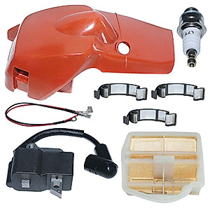 AUMEL Top Cylinder Cover Clip Ignition Coil Air Filter Kit For Husqvarna 445 450 445E 450E Chainsaw Replace 573935701,544080803