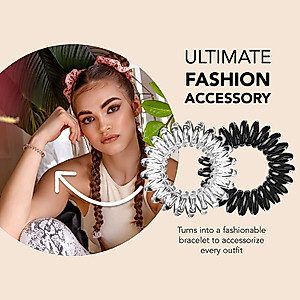 invisibobble Original Traceless Spiral Hair Ties - Pack of 8, Crystal Clear and True Black- Strong Elastic Grip Coil Accessories for Women - Non Soaking - Gentle for Girls Teens and Thick Hair