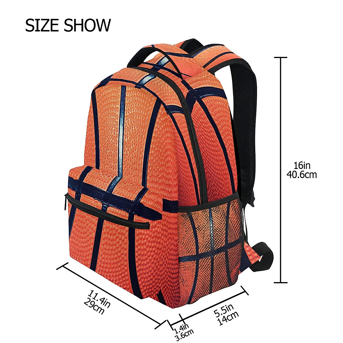 DXTKWL Sports Ball Basketball Texture Theme School Backpack for Teens Girls Kids Boys, Women Men Adult 15 in Laptop Backpack Casual Elementary Student College Bookbag Travel Hiking Camping Daypack