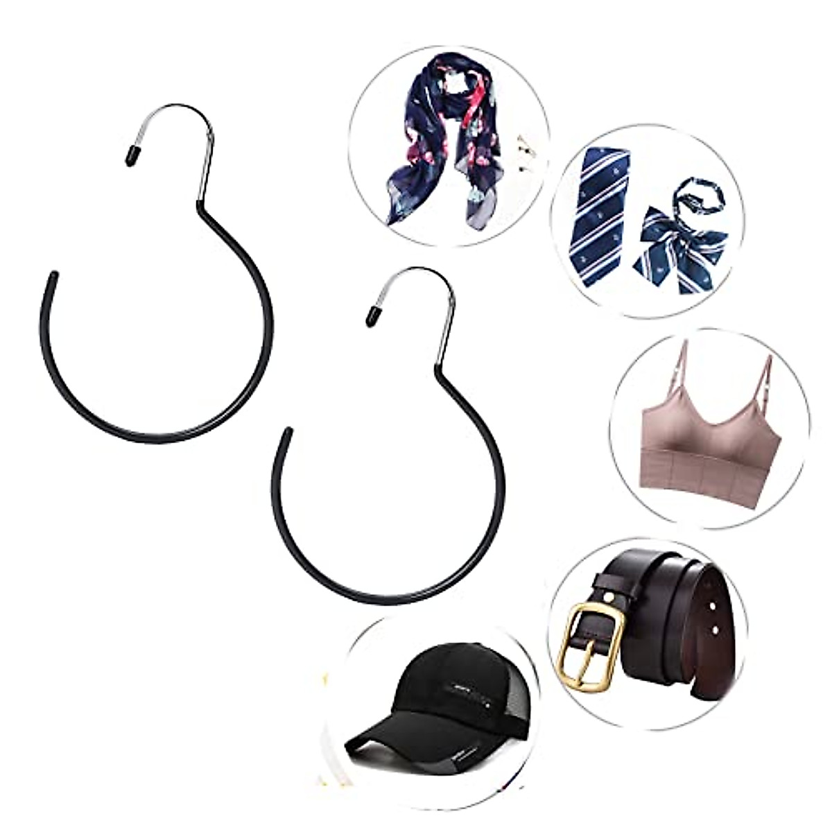 GXLQIJU Belt Ring Hanger Scarf Hangers,Multi-use Hanging Hook Closet Organizer for Belts,Shawls Scarves,Ties,Hat Rack(5 Pack, Black)