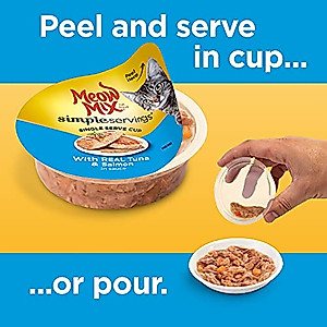Meow Mix Simple Servings Wet Cat Food, Tuna & Salmon in Sauce, 1.3 Ounce Cup (Pack of 24)
