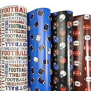 FIEHALA Football Wrapping Paper Sheets - Birthday Wrapping Paper For Boys Men - 12 Sheets Football Wrapping paper for Sport Lover - Pre cut & Folded Flat Design (20 inch × 28 inch per sheet)