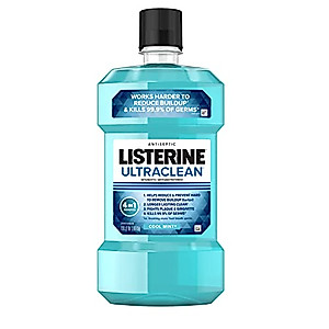 Listerine Ultraclean Oral Care Antiseptic Mouthwash, Everfresh Technology to Help Fight Bad Breath, Gingivitis, Plaque & Tartar, ADA-Accepted Tartar Control Oral Rinse, Cool Mint, 1 L