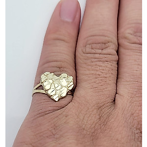 10k Gold Solid Nugget Ring Gold Heart Ring