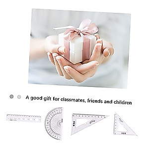 Operitacx 4 Set Clear Ruler Math Protractor Straight Ruler Triangular Ruler Geometry Ruler Ruler Suit Tools for Rulers Plastic Ruler Stationery Unisex to Draft