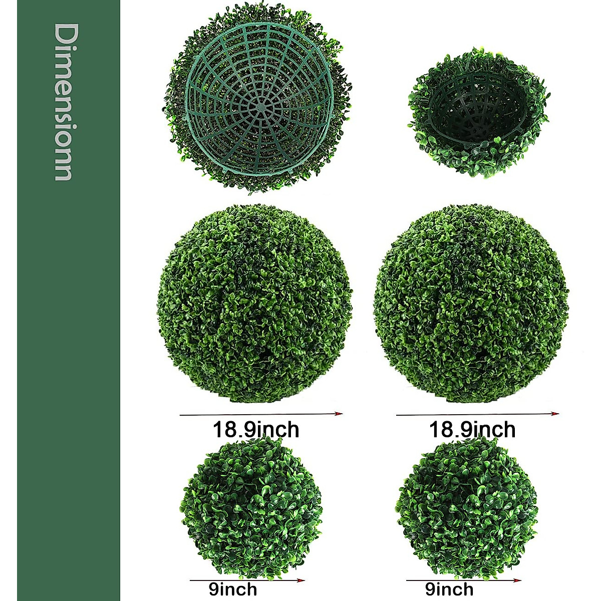 MYOYAY 4Pcs Artificial Topiary Ball 19 Inch and 9 Inch Outdoors 4 Layers Plant Topiary Ball Faux Boxwood Balls for Indoor Backyard Garden Wedding Décor