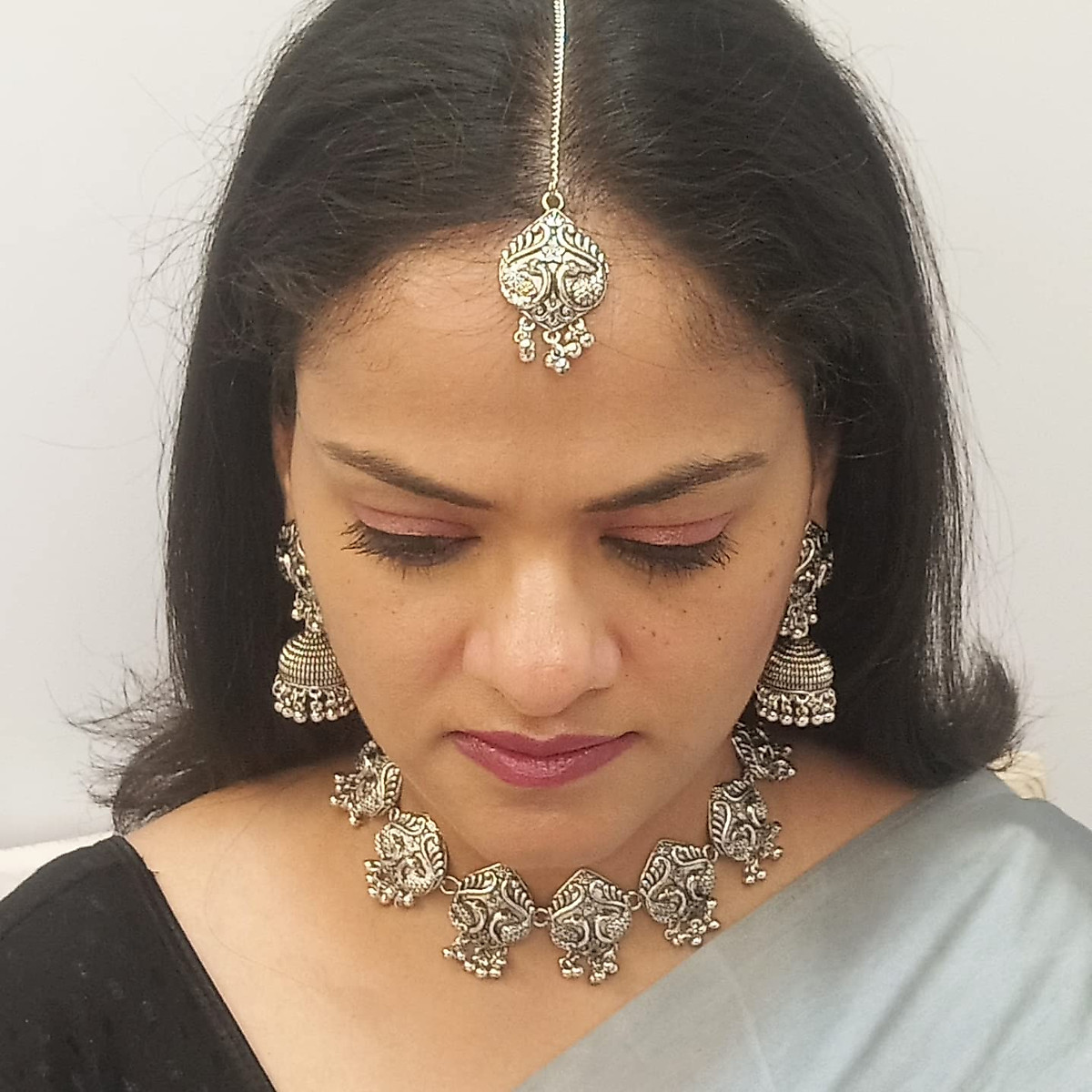 Efulgenz Oxidized Necklace Jewelry Indian Boho Vintage Antique Oxidized Necklace for Women