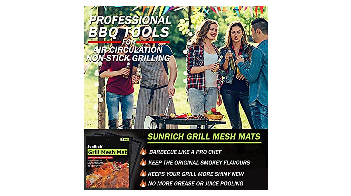Non-Stick BBQ Grill Mesh Mat Set for Perfect Grilling