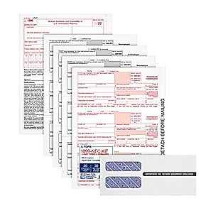 TOPS 1099 NEC Forms 2022, 4 Part Laser/Inkjet 1099 Forms with Self Seal Envelopes, for 30 Recipients, Includes 3 1096 Forms (TX22925NEC-22)