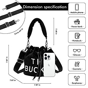 JQAliMOVV Bucket Bags for Women, Mini Bucket Bag Purses Soft Plush Crossbody Bucket Bags Drawstring Handbags Hobo Bag (Black)