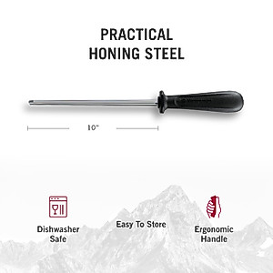 Victorinox Swiss Army Cutlery Swiss Classic Fibrox Honing Steel, 10-Inch, Multicolor (6.8002.US1)