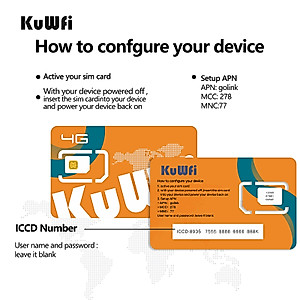 KuWFi 2GB Prepaid 4G LTE SIM Card for 30 Day Service Wireless Plan for Security Cameras, 4G Router- for Data, No Voice & Text No Contract IOT SIM Card