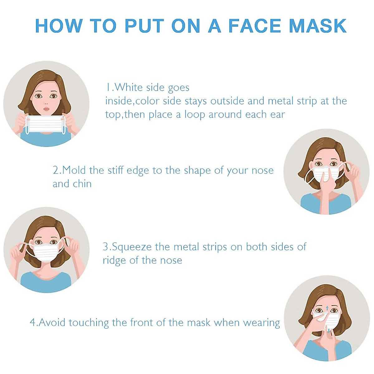 100 Pcs Disposable Face Masks - 3-layer Breathable Color Masks, Comfortable Protective Mouth Cover with Nose Clip,Disposable Colorful Masks for Adults