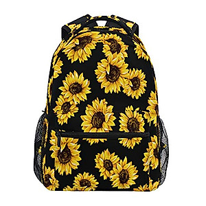 Sunflower School Backpack for Girls Boys Floral Large Bookbag Laptop Computer Bag Casual Hiking Travel Daypack Backpack Schoolbag for Teens College 16 Inch