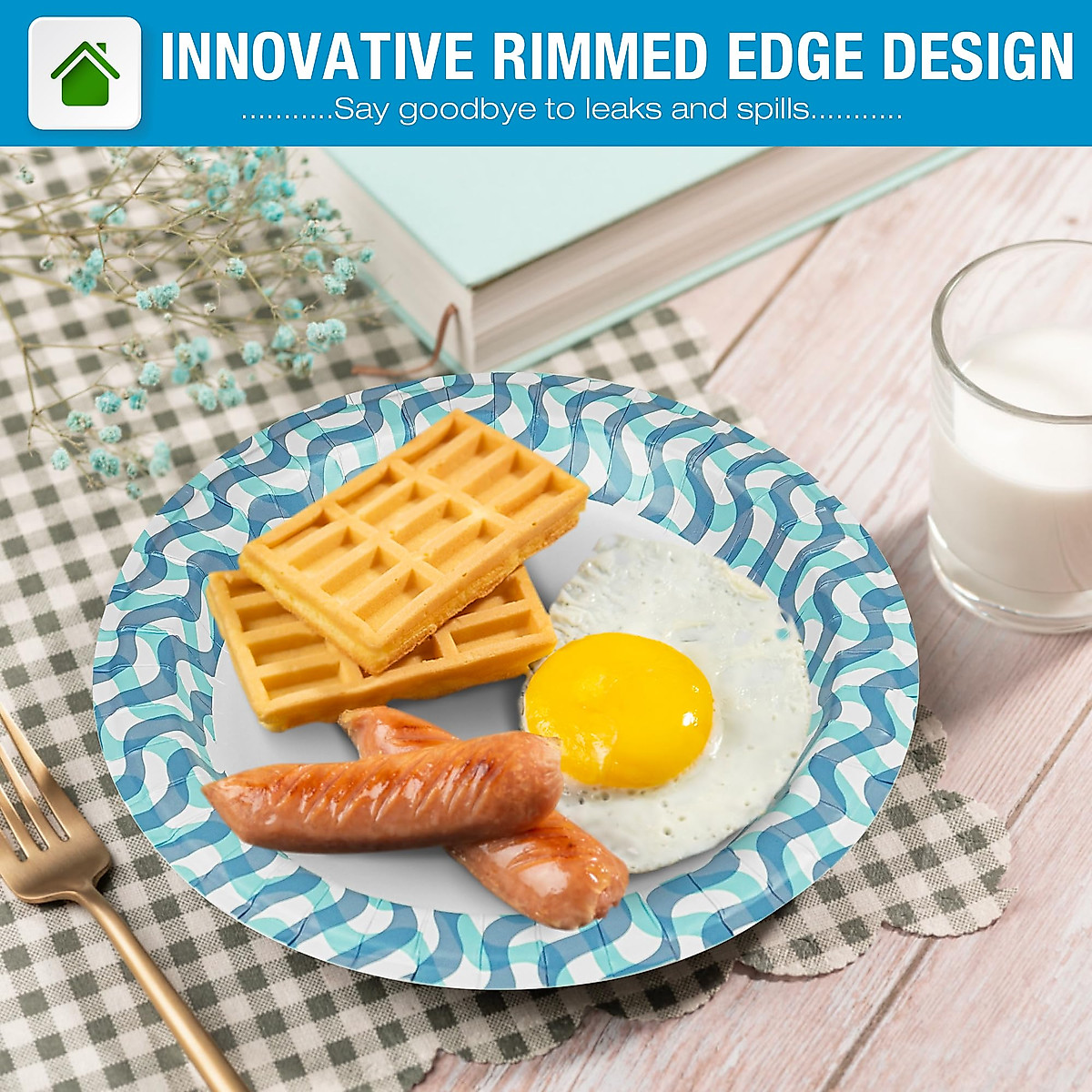 Ginkgo Paper Plates 8.5 inch Bulk 150 Count, Heavy Duty Disposable Medium Christmas Dessert Plates for Holiday, Party, Picnic and Everyday Use