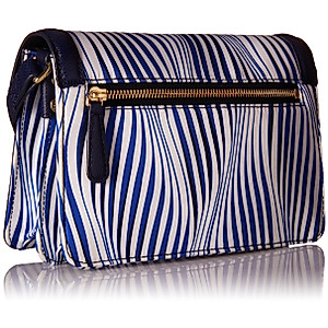 Vera Bradley Women's Faux Leather Tess Crossbody Purse, Wavy Stripe Navy, One Size