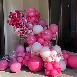 100pcs Hot Pink Balloons,12inch Hot Pink Latex Party Balloons Helium Quality for Like Bridal Shower,Gender Reveal, Birthday Party, Baby Shower,Wedding Party Decoration (with Pink Ribbon)…