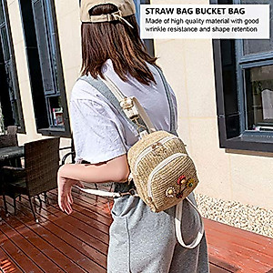 TENDYCOCO Crossbody Bag Straw Woven Purses and Handbags Convertible Shoulder Bag for Women Bucket Bag