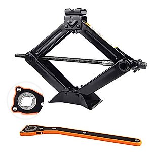 CPROSP Scissor Jack for car/SUV/MPV max 1.5 Tons(3,307 lbs) Capacity with Hand Crank Trolley Lifter with Ratchet, Just for Emergency Use, not for Weekly Projects