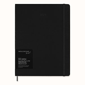Moleskine 12 Month 2024 PRO Smart Weekly Vertical Planner, Hard Cover, XL (7.5" x 9.5") Black - Compatible with Moleskine Pen+ (Sold Separately)
