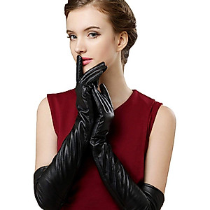 Bellady Long Faux Leather Gloves for Women,Elbow Length Touchscreen Dress Gloves,Cosplay Costume Opera Gloves