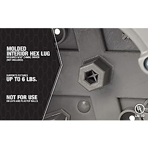 Southwire MSBST250 Smart, Shark Tooth Integrated Fixture and Ceiling Electrical Box w/Hole Saw, Supports 6 lb, Gray