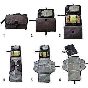 Portable Changing Pad–Grey-Convenient 2 in 1 Travel Diaper Changing Station Bag