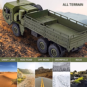 QIYHBVR Rc Cars Rc Trucks Military Off-Road Crawler Rc Trucks, 1:16 Scale 6WD 2.4Ghz Remote Control Trucks Army Cars Toys for Boys Adults and Kids